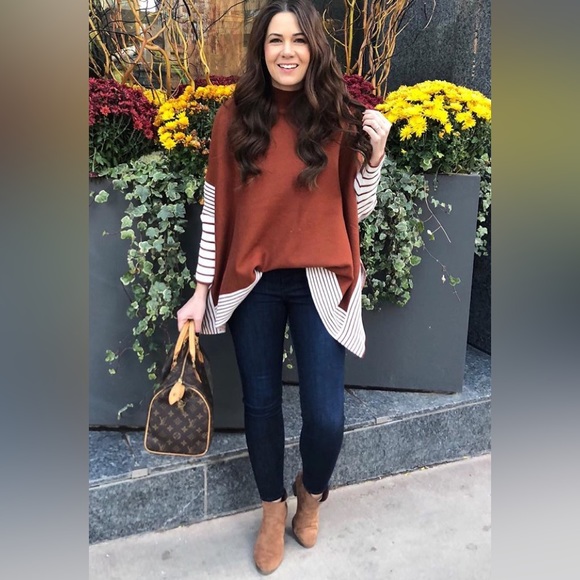 Cocobleu | Sweaters | Coco Bleu Sweaters Stripedoversize Knit Cape ...